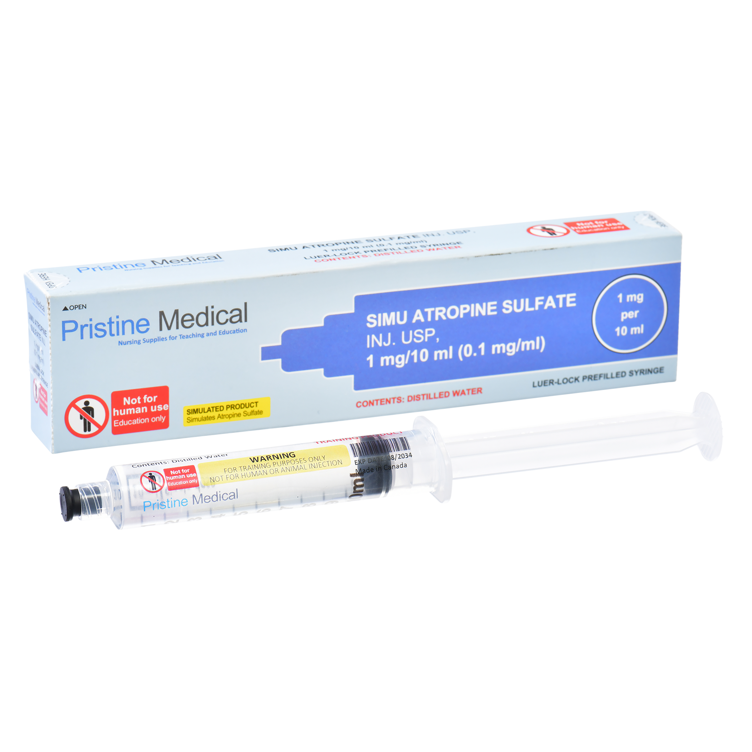 Simu Atropine Sulfate, 0.1 mg/ml, 10ml Prefilled Syringe — Pristine Medical