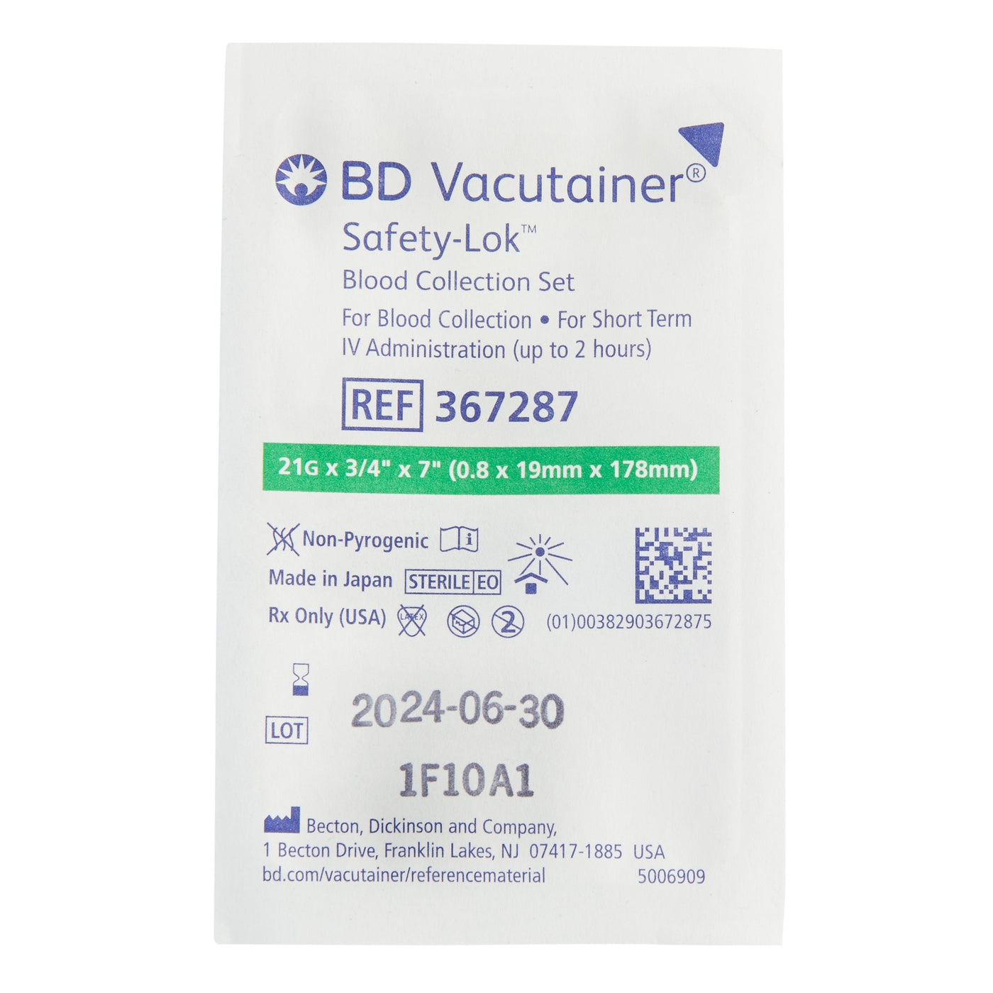 BD Vacutainer Safety-Lok Blood Collection and Infusion Set, 0.75 ...