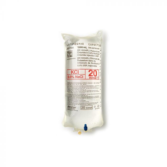 Baxter Infusion Bags 0.15% KCl 0.9% NaCl, 1000ml – Pristine Medical