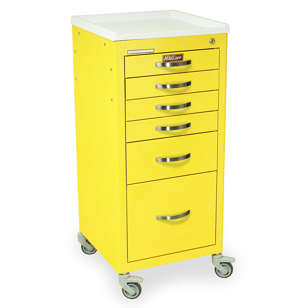 Harloff M-Series Tall Infection Control Mini Cart, Six Drawers, Key Lo ...