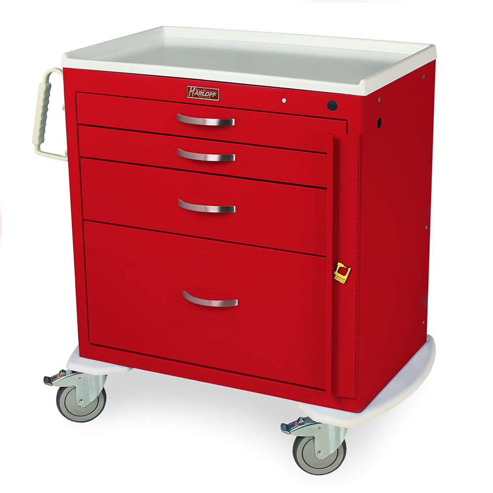 Harloff M-Series Short Emergency Crash Cart, Standard Width, Four Draw ...