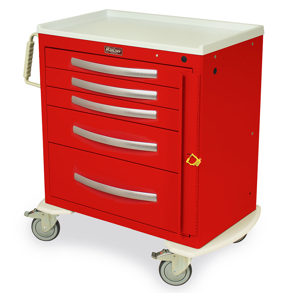 Harloff A-Series Lightweight Five Drawer Aluminum Crash Cart, Short He ...