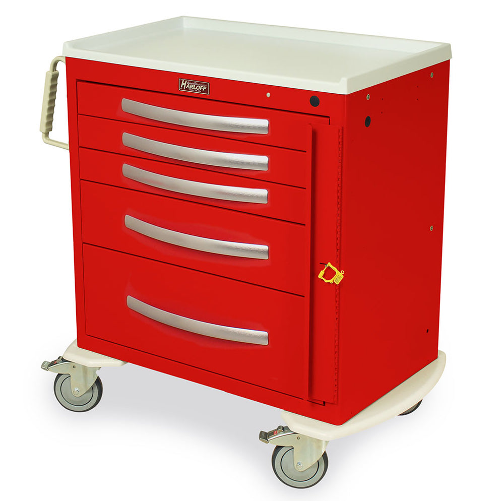 Harloff A-Series Lightweight Five Drawer Aluminum Crash Cart, Short He ...