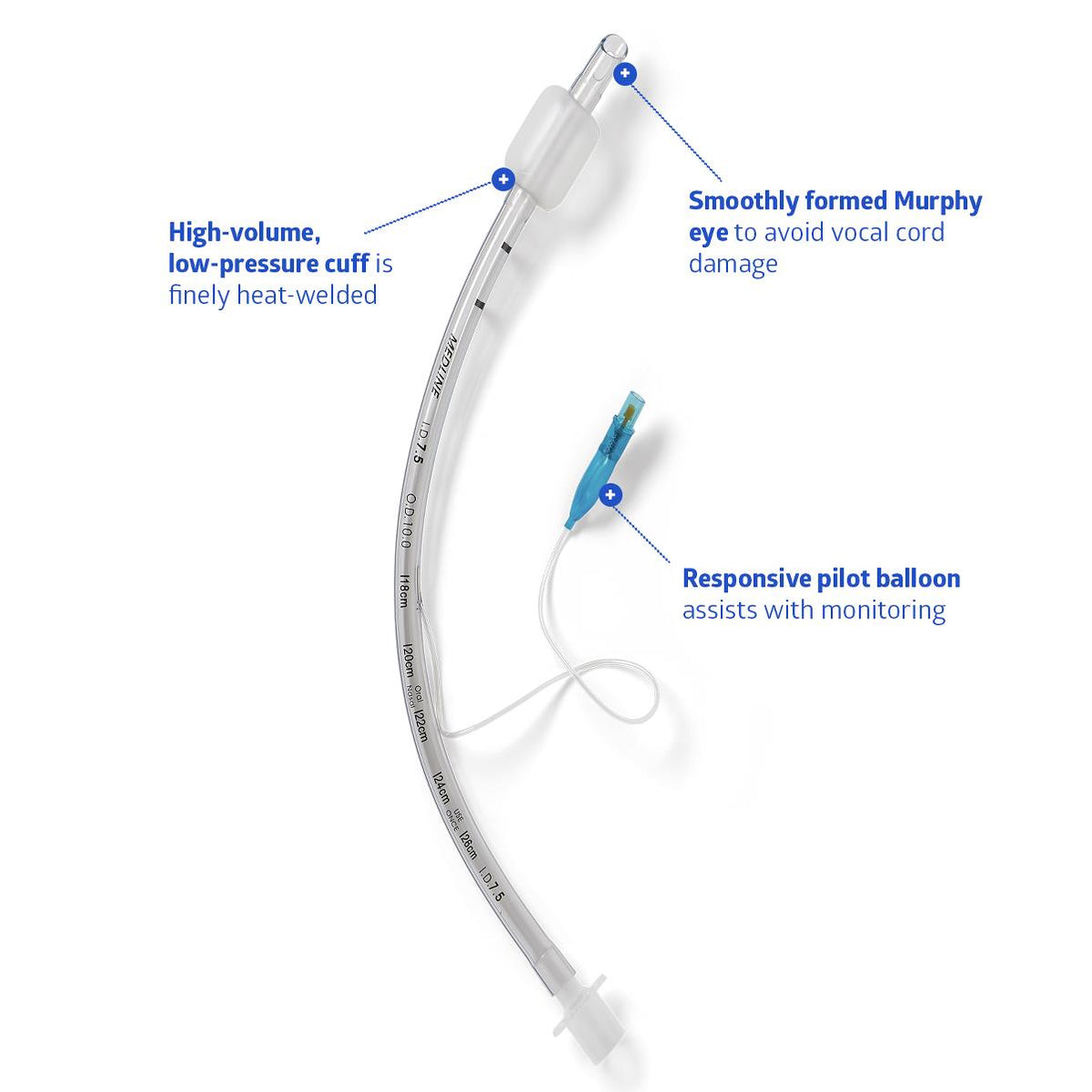 Medline HVLP Cuffed Oral/Nasal Endotracheal Tube with Murphy Eye ...