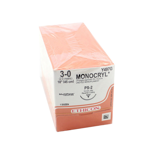 Johnson & Johnson Monocryl Absorbable Suture 3-0, 19mm — Pristine Medical