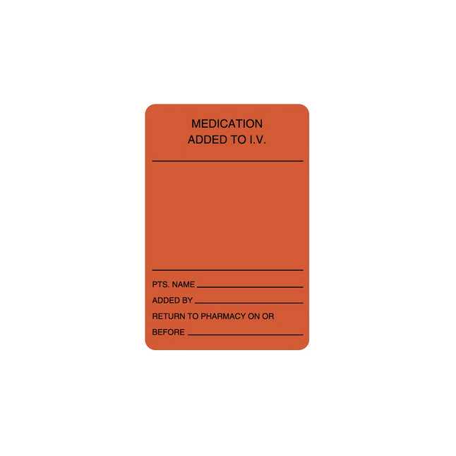 Medication Added Label, Fluorescent Red, 2" x 3" — Pristine Medical